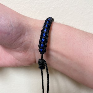 Half Thin Blue Line and Half Red Line Bracelet Half Blue Line | Etsy