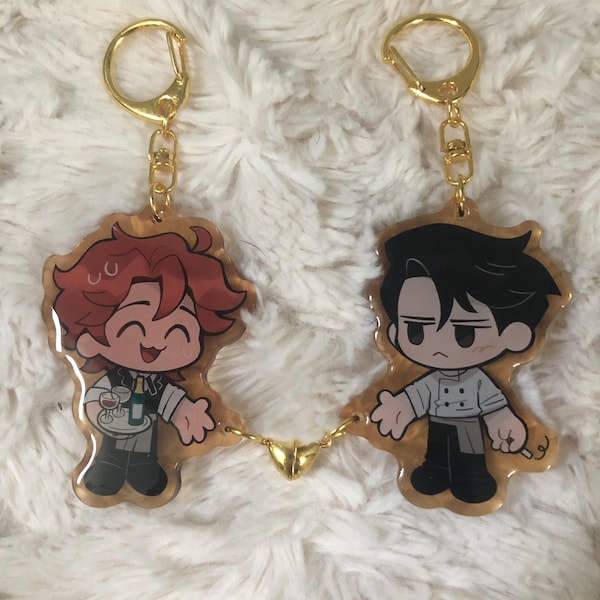 Rody and Vincent Heart Magnet Keychain Set Dead Plate 6.5 Cm Double ...