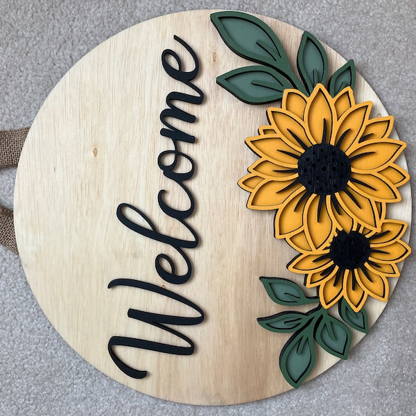 Sunflower Welcome Door Hanger: Year-round Home Decor | Welcome Door ...