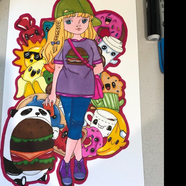 Printable Digital Colouring Page, Carving Pumpkins Girl, Instant ...