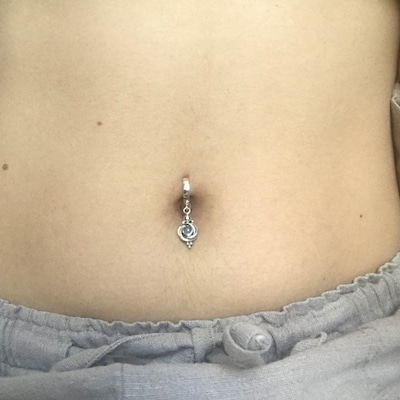 Sparkling Silver Belly Ring / Belly Button Ring With Clear Czs / Navel ...