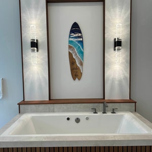Wood Live Edge Floating Shelves With Ocean Waves Coastal Beachy Room ...