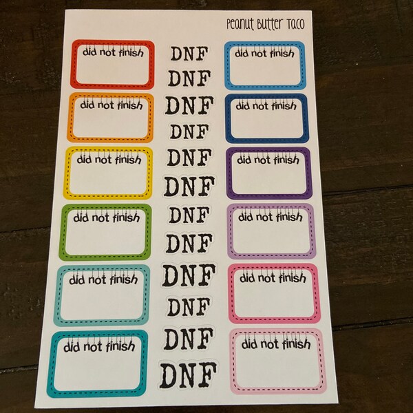 DNF Reading Planner Stickers - Did Not Finish - Bookish Stickers - Book ...