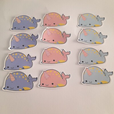 Narwhal Sticker Set, Cute Narwhal, Cute Stickers, Kawaii Stickers ...