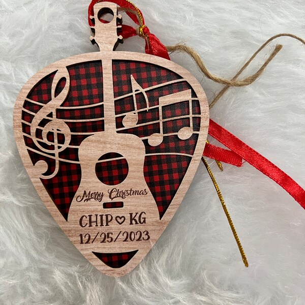 Acoustic Guitar Layered Wood Ornament, Guitar Christmas Tree Ornament ...