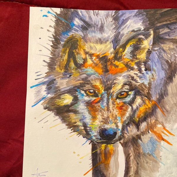 Wolf Fine Limited Edition Art Print Abstract Painting White in Acrylic ...