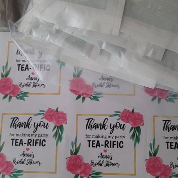 Personalized Tea Bag Favors W/ Custom Label - Wedding Tea, Baby Shower ...
