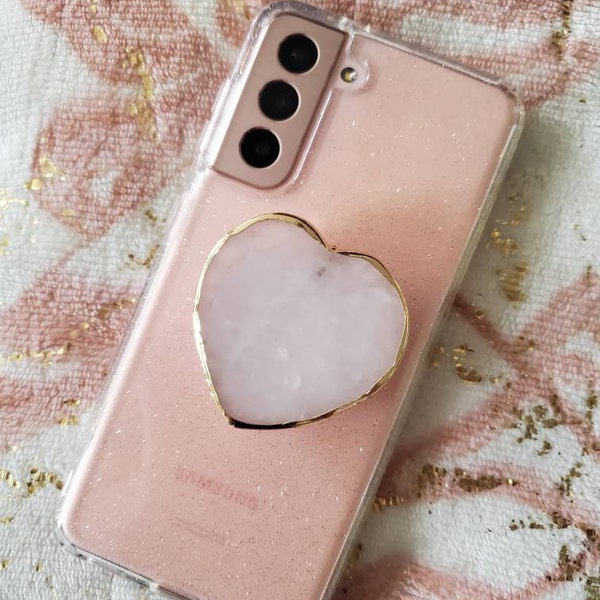 Phone Grip, Amethyst Rose Quartz Phone Holder, iPhone Holder, Natural ...