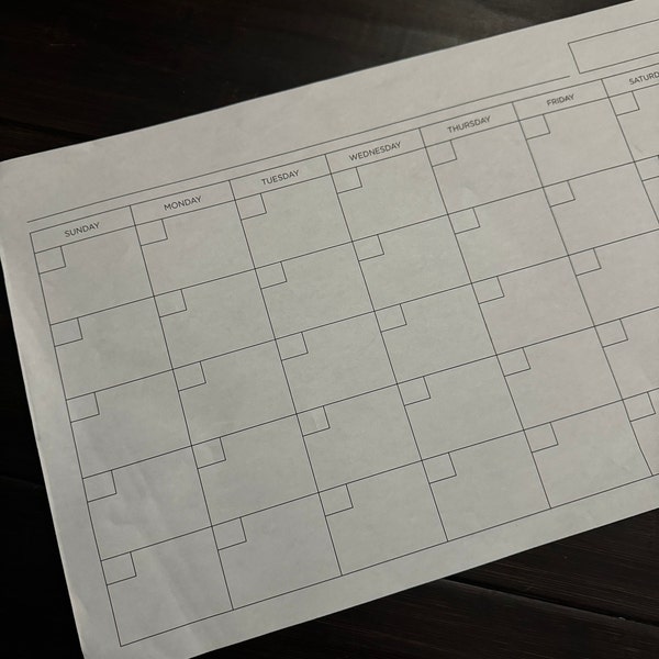 11x17 Inch Blank Calendar, 11" X 17" Printable Calendar, Calendar ...