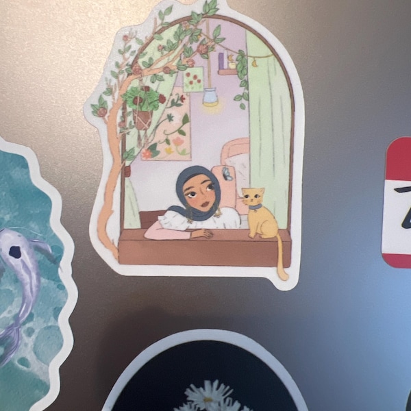 Cute Hijabi Girl in Coffee Cup Muslim Stationary Muslim Sticker Hijabi ...