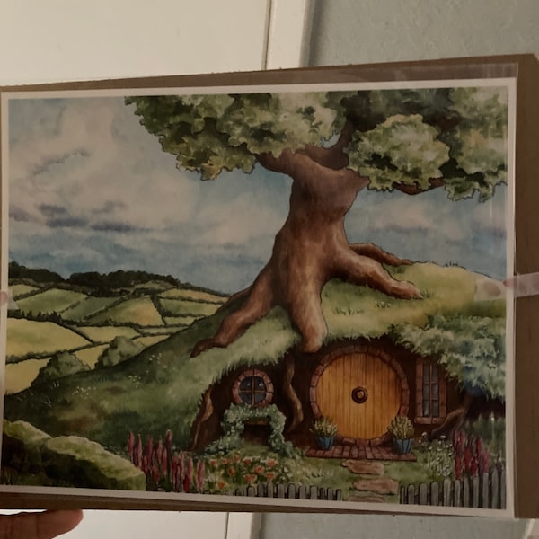 Hobbit Hole Art Print, Lord of the Rings Watercolor, the Shire Painting ...