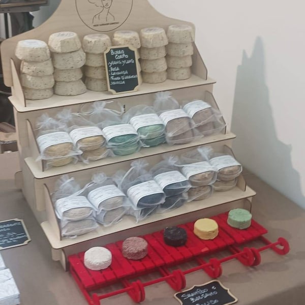 Soap Display Stand: Custom 3-tier Wooden Vendor Shelf, Tabletop Soap ...