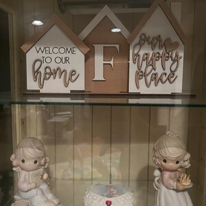 Personalized Shelf Decor Houses Standing Wood Houses Farmhouse Tiered ...