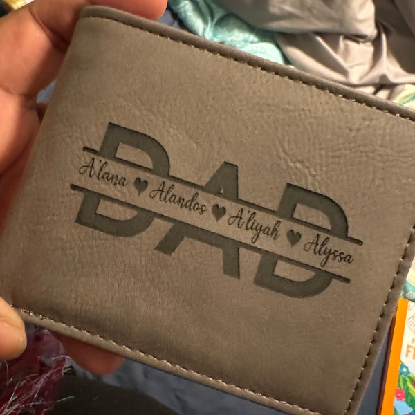 Personalized Kids Name Leather Wallet for Dad, Custom Father's Day Gift ...