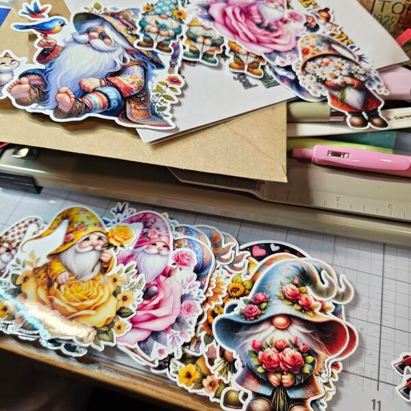 Garden Gnome Sticker, Gypsy Gnome Sticker, Patchwork Gnome Sticker ...
