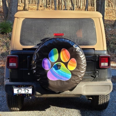 Pet Paws Spare Tire Cover Paw Print Wheel Cover Color Options in Menu ...
