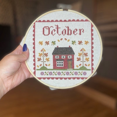 October Cross Stitch Pattern, October Monthly Sampler, Calendar Cross ...