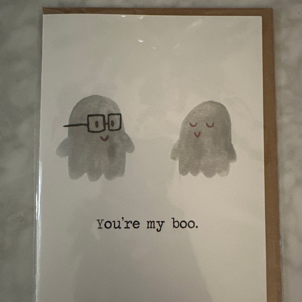 You're My Boo Watercolor Card - Spooky Love Greeting for Couples ...