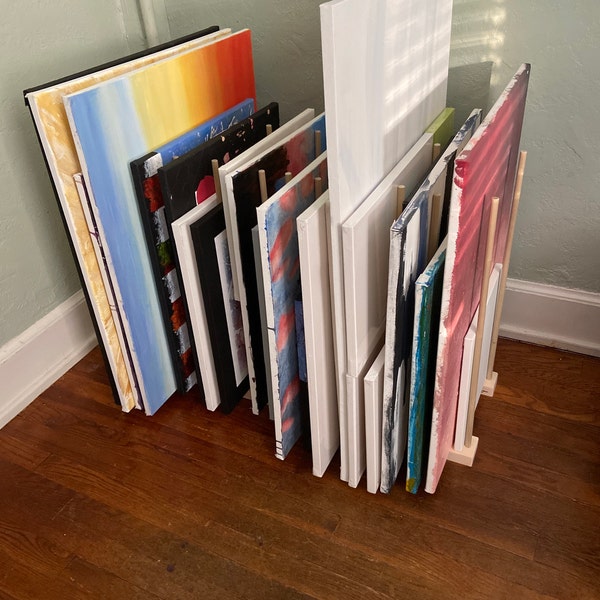 Adjustable Art Storage Rack - 35” Long X 11” Wide With 24” Tall Dowels ...