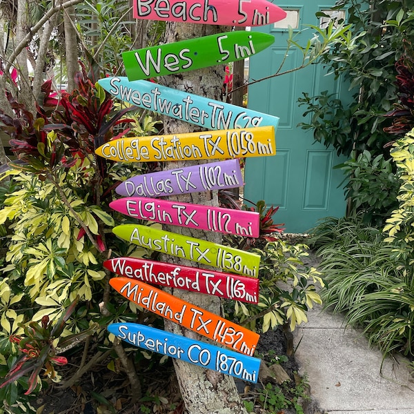 SET of 10 CUSTOM Favorite Places Directional Signs, Pool Sign, Beach ...
