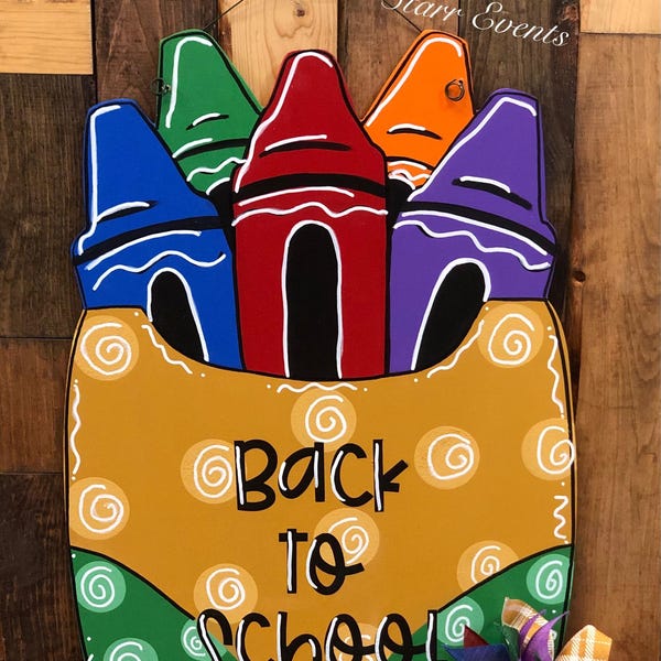 TEMPLATE Door Hanger: Crayons First and Last Day of School - Etsy
