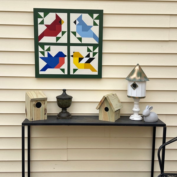 Bird Barn Quilt: Colorful Painted Wall Decor - Etsy