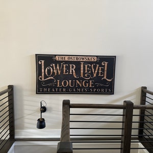 Personalized Custom Lower Level Lounge Sign Modern Farmhouse Wall Decor ...
