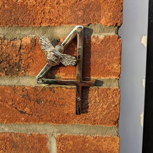 Brass Bee House Number Sign 5 Inch (13 Cm) Modern Brass Door Numbers ...