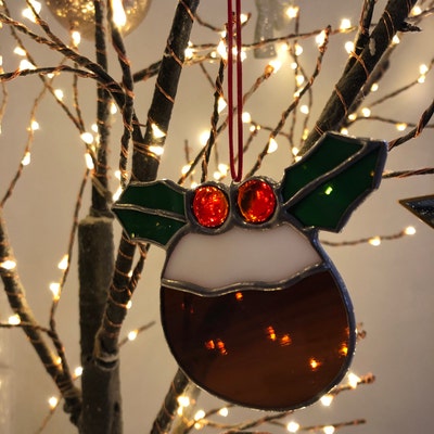 Stained Glass Christmas Pudding Christmas Decoration Tree - Etsy UK