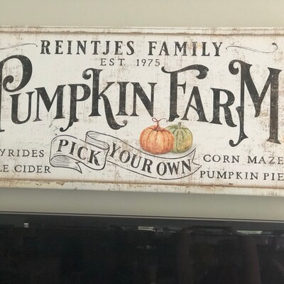 Personalized Pumpkin Farm Sign Fall Halloween Family Name Modern ...