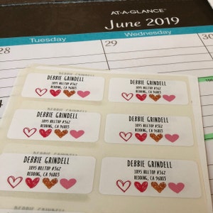 Cute Return Address Labels With Hearts ,mailing Labels, Return Address ...