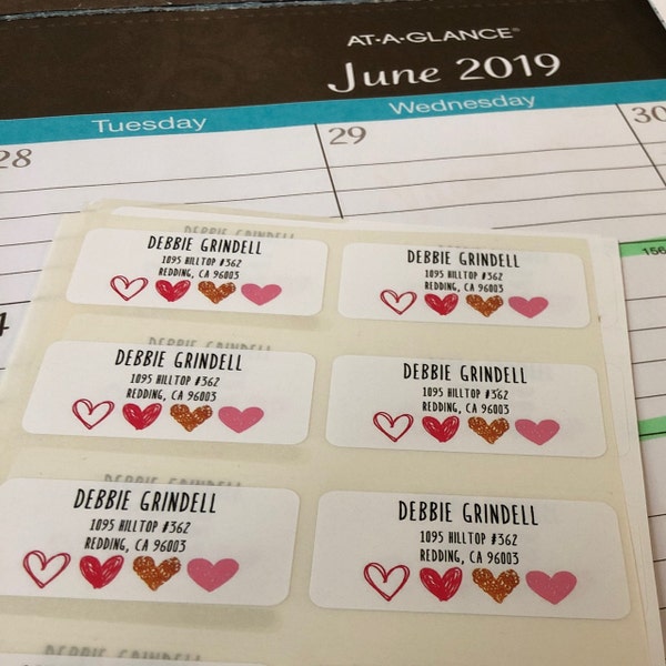 Cute Return Address Labels With Hearts ,mailing Labels, Return Address ...