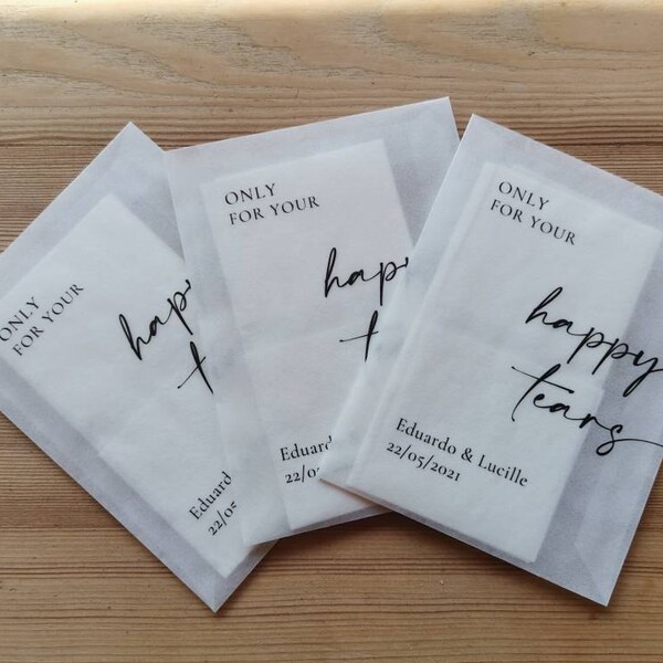 Happy Tears Personalised Tissue Packets | Wedding Tissues | Wedding ...