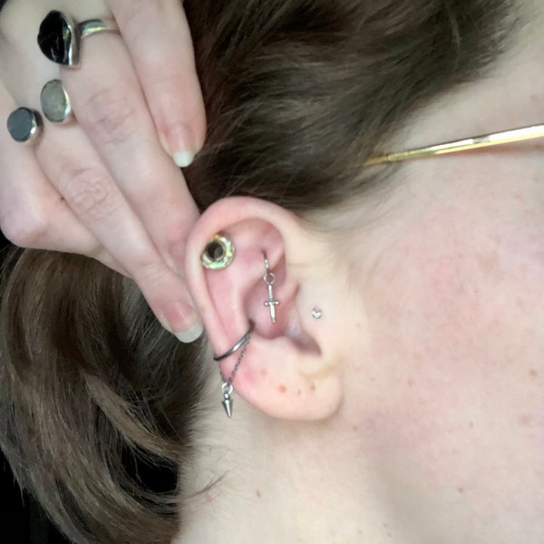 ALL Titanium - 20g 18g 16g Clicker - TINY Charm - Rook Hoop With Charm ...