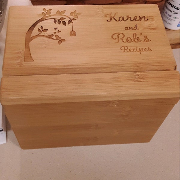 Personalized Recipe Box, Family Wood Recipe Box, Custom Wooden Recipe ...
