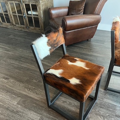 Cowhide Bar Stool Cowhide Counter Stool With Backs FPBK - Etsy