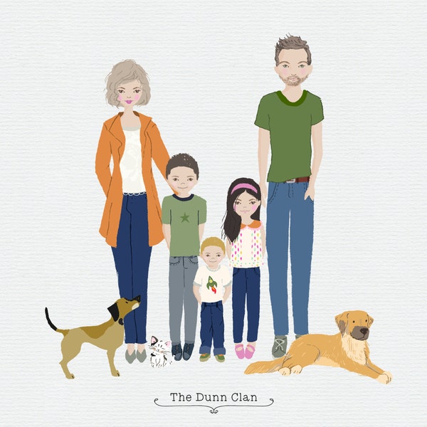 Custom Family Portrait Cartoon Family Birthday Day Gift Family Portrait ...