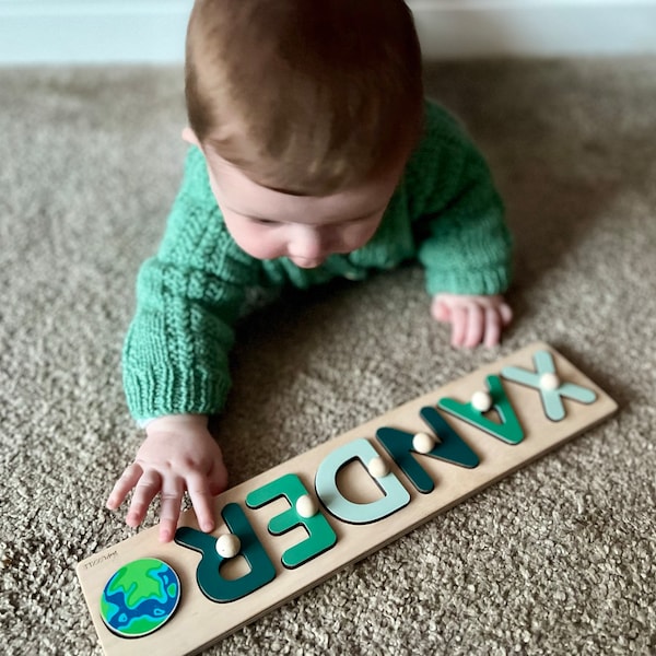 Montessori Board Puzzles Personalized Baby Gift 1 Year Old Boy Name ...