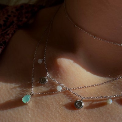 Delicate Small Multiple Gold Coins Necklace in Sterling Silver or 24k ...