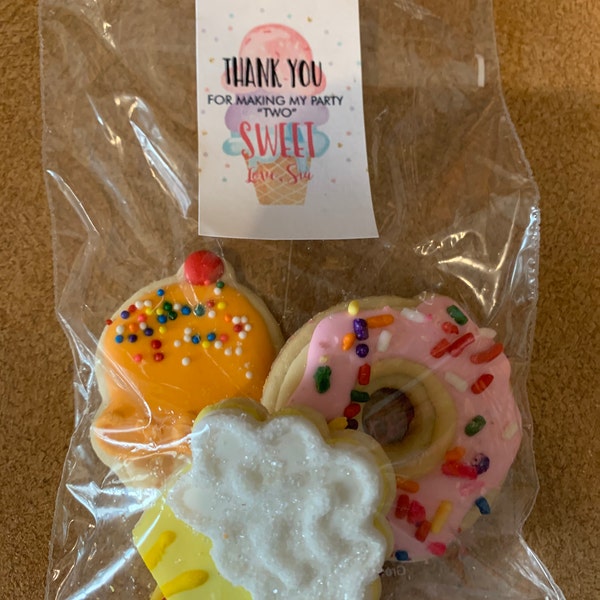 Mini Ice Cream Cone Decorated Sugar Cookies - 2 1/2 Dozen Mini Cookies ...
