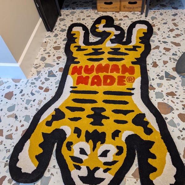 Human Made Tiger Print Design Hand Tufted Woolen Rug, New Zealand Wool ...