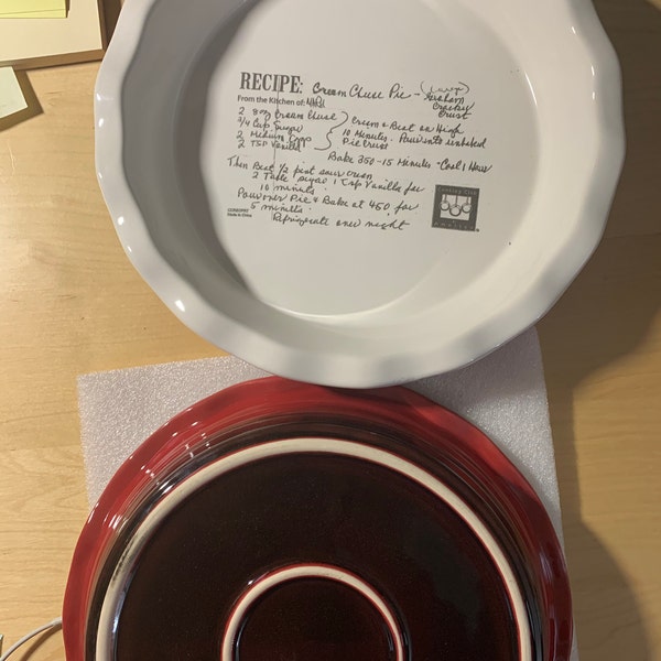 Custom Red Fluted Pie Plate, Recipe Pie Plate, Recipe Dish, Wedding ...