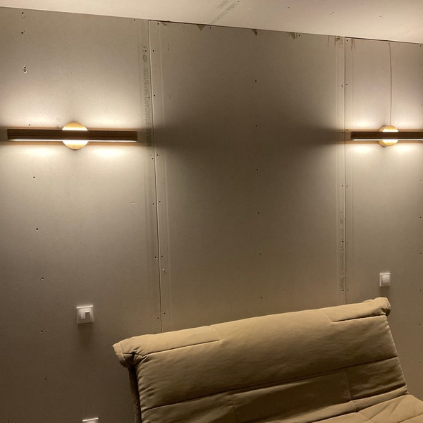 Vertical Wall Light in Natural and Black Wood Minimalist Decoration - Etsy