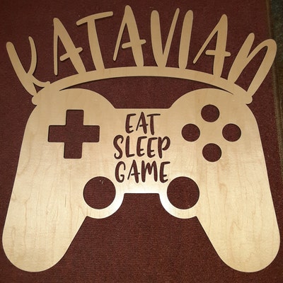 Name Sign Gamer Kids Room Sign Game Controller Boys Room Wood Sign ...