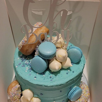 6 Pale Blue Macarons - Etsy