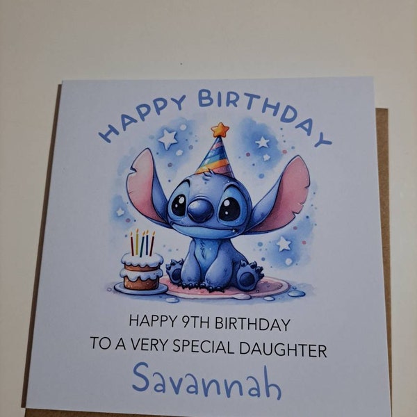 Personalised Stitch Birthday Card, Stitch Birthday Card, Birthday Card ...