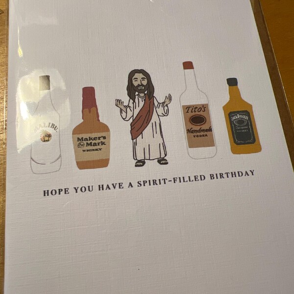 Spirit-filled Birthday Card — Funny Christian Birthday Card // Alcohol ...