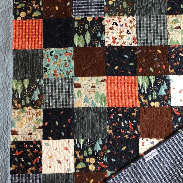 Patchwork Baby Boy Quilt Little Peepers Collection, Modern Patchwork ...