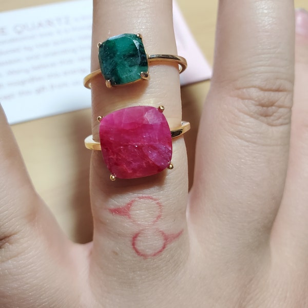 Large Natural Ruby Ring, Raw Ruby Ring, Genuine Ruby Gemstone Ring, Giant Red Ruby Ring, Square ...