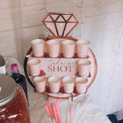 Rose Gold Blush Shot Glass Wall, Shot Glass Stand, Drinking Game, Hen ...